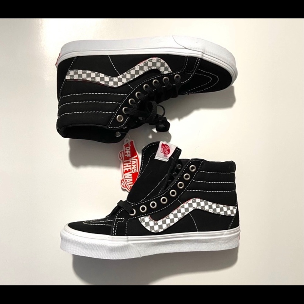 Vans Sk8-Hi Black Checkered Removable Logo Strip Wome… - Gem